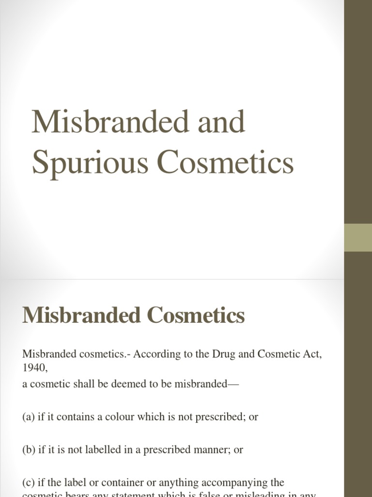 Misbranded and Spurious Cosmetics | PDF | Cosmetics | Government