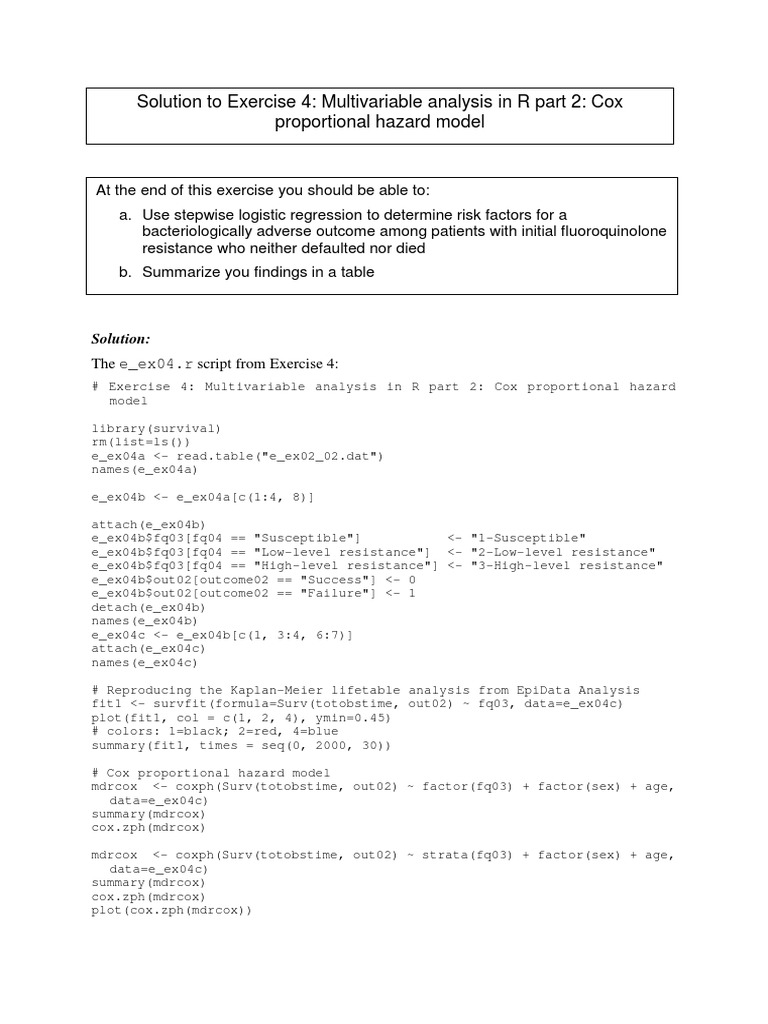 Solution To Exercise 4: Multivariable Analysis in R Part 2: Cox ...