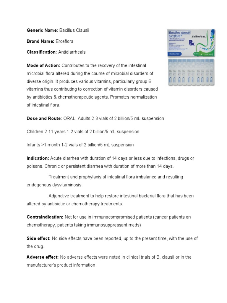 Erceflora: Bacillus Clausii Dosage Guide | PDF | Science & Mathematics