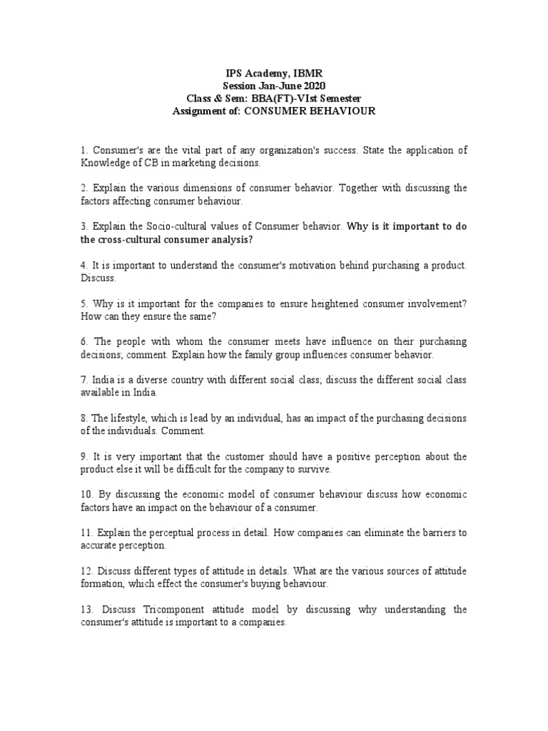 Ips Academy, Ibmr Session Jan-June 2020 Class & Sem: Bba (FT) - Vist ...