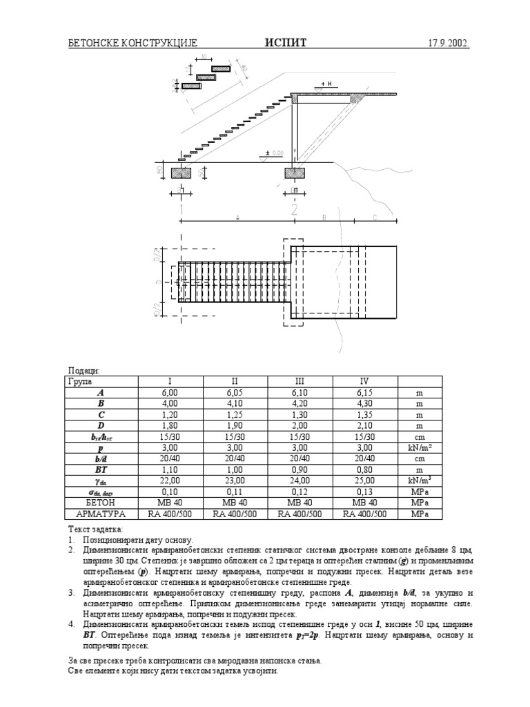 Ispitni Zadatak Iz Betonskih Konstrukcija | PDF