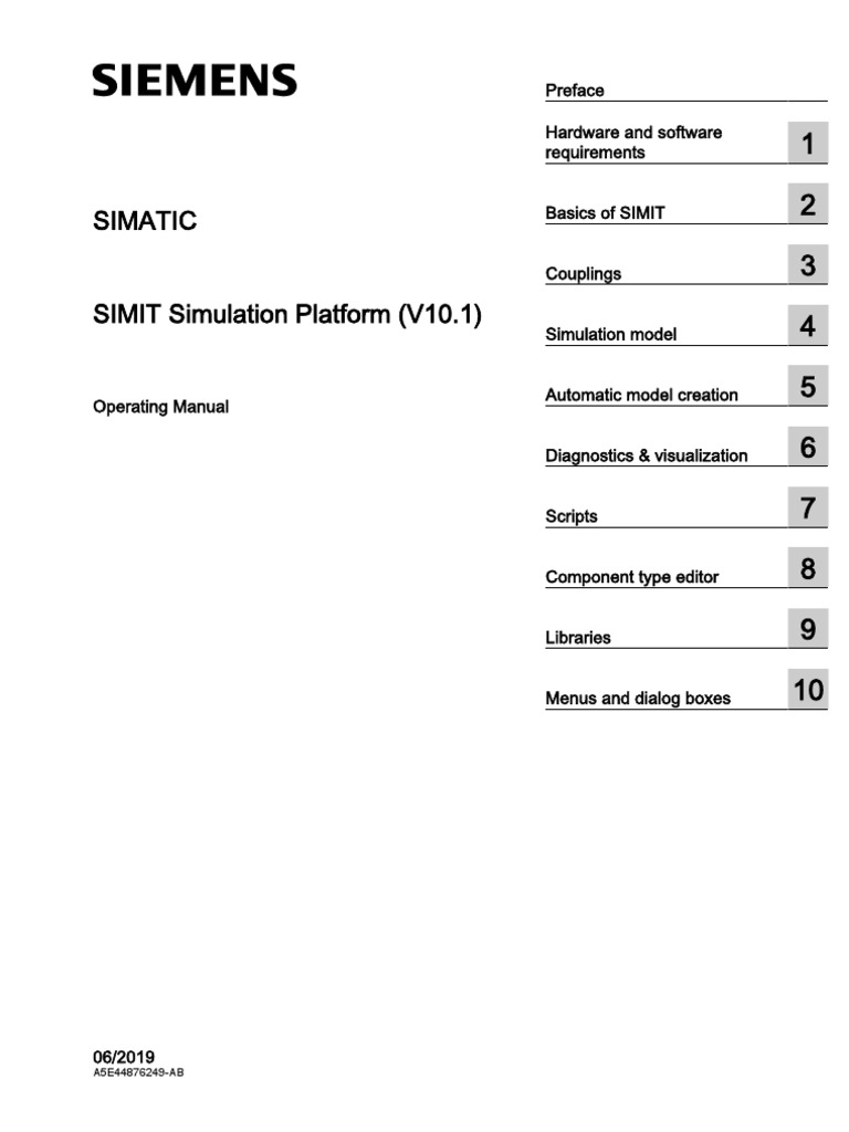 Simatic SIMIT Simulation Platform (V10.1) : A5E44876249-AB | PDF ...