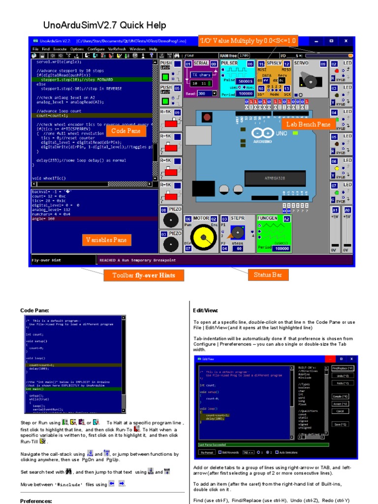 UnoArduSim QuickHelp | PDF | Subroutine | Thin Film Transistor Liquid Crystal Display