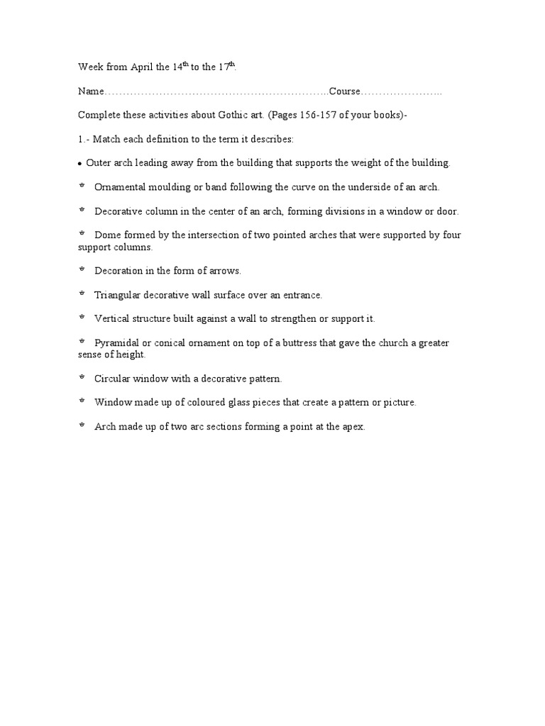 Gothic Activities | PDF | Gothic Architecture | Architectural Design