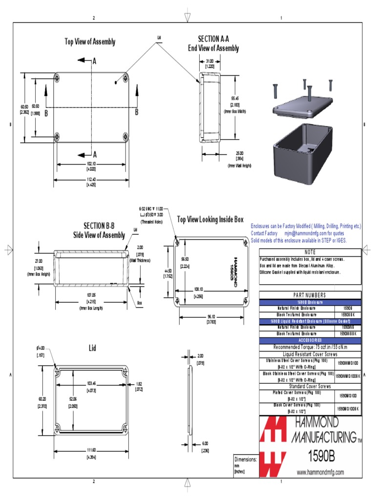 Engineering Drawing and Specifications for an Aluminum Enclosure ...