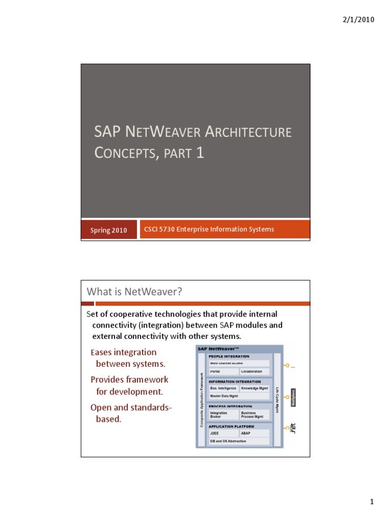 02 - SAP NetWeaver Architecture, Part 1 PDF | PDF | Application Server ...