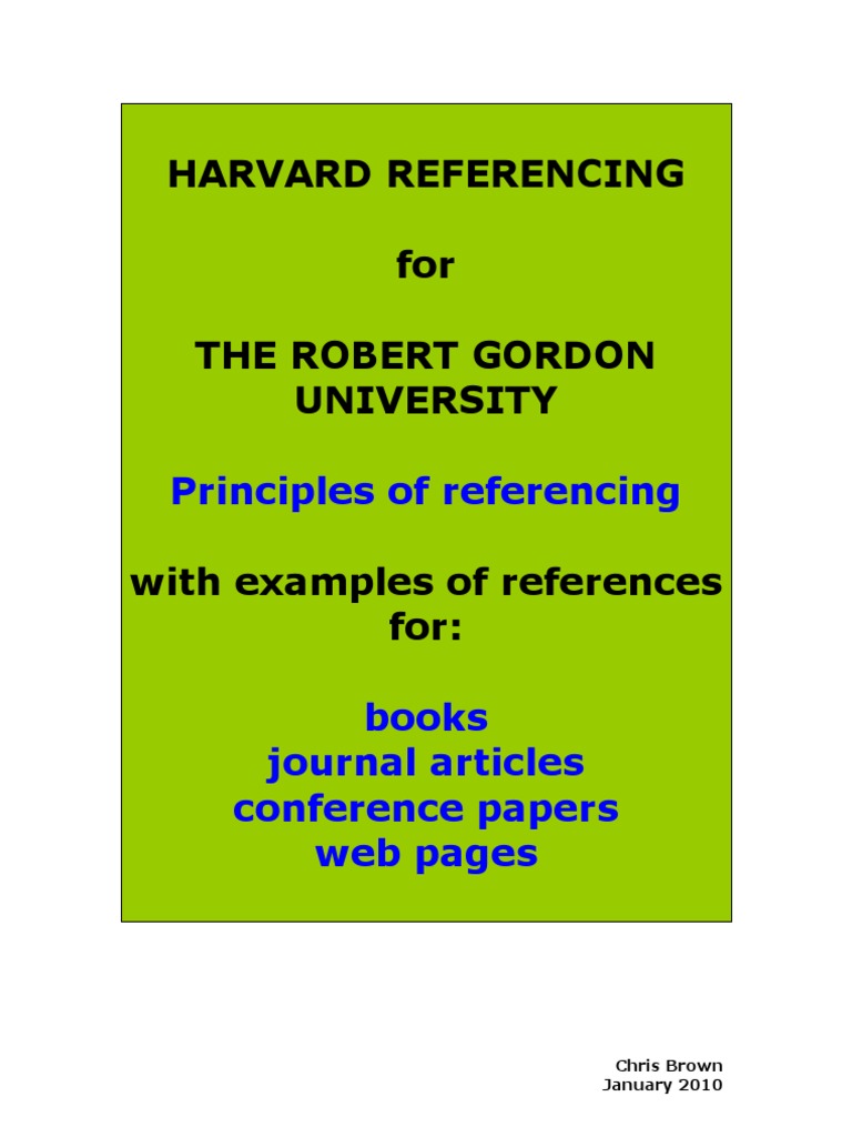 Harvard Referencing For The Robert Gordon University | PDF | Citation ...