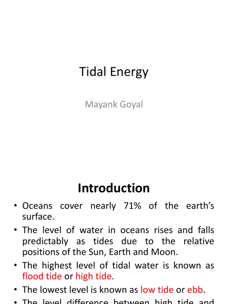 Tidal Energy: Mayank Goyal | PDF | Tide | Moon