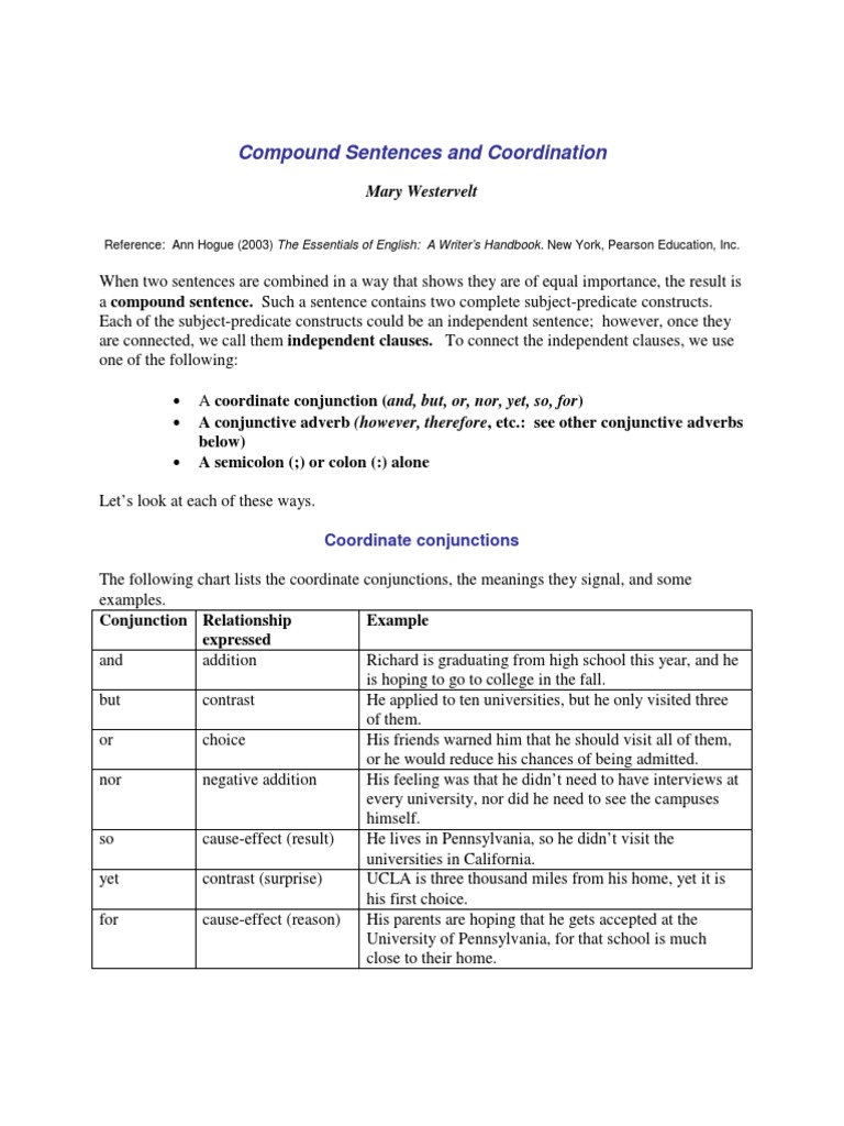 Compound Sentences and Coordination | PDF | Comma | Sentence (Linguistics)