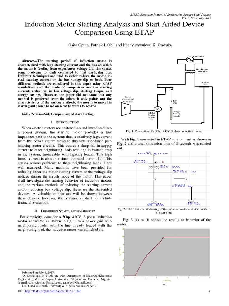 Induction Motor Starting Analysis and Start Aided Device Comparison ...