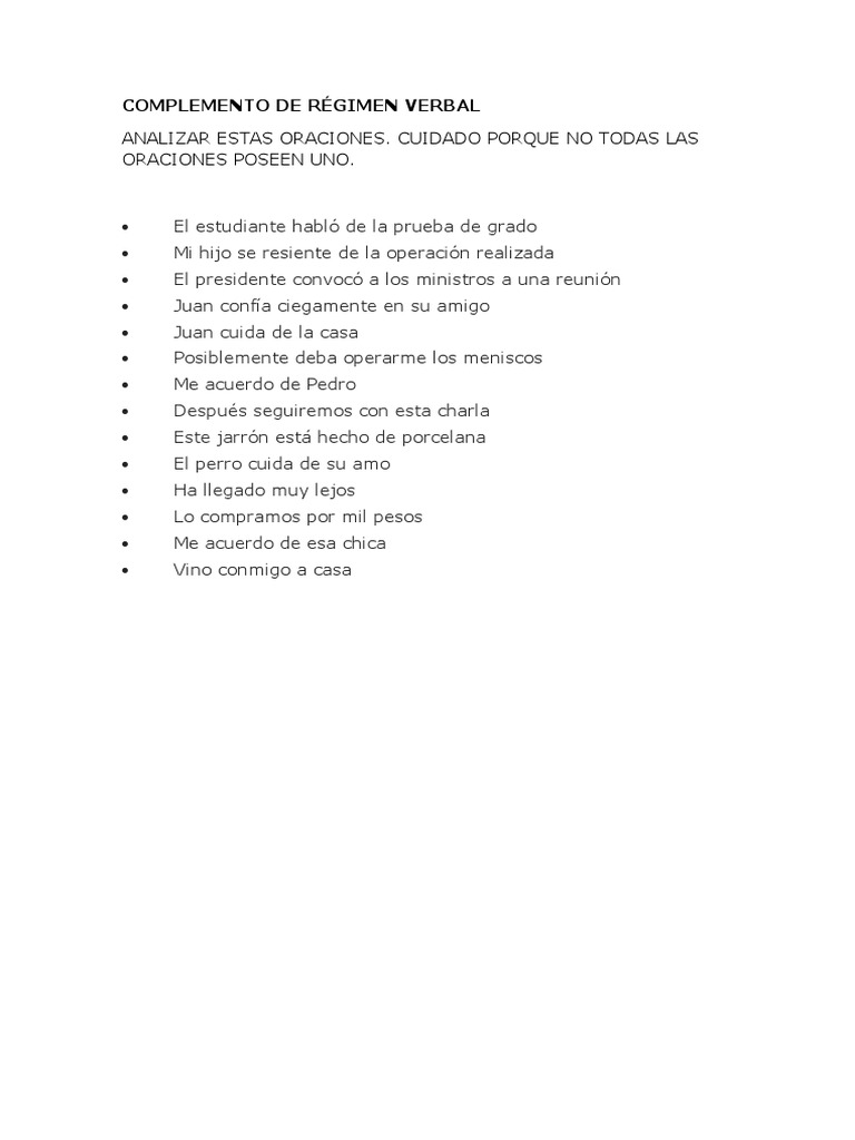 Complemento de Régimen Verbal | PDF