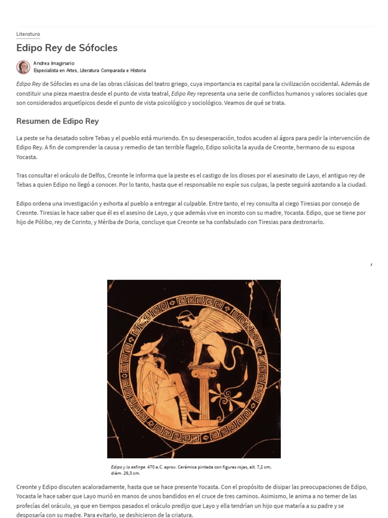 Edipo Rey, de Sófocles - Resumen, Análisis y Personajes de La Obra ...