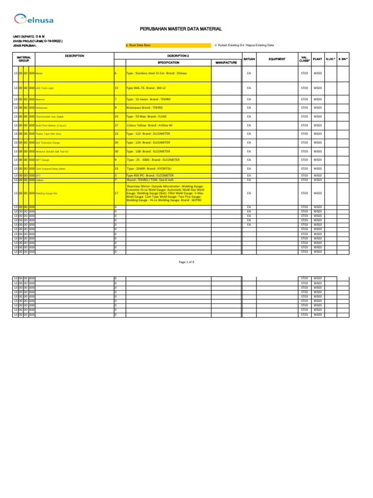 Permintaan Material Data Baru - Jirak (10-04-20) | PDF | Materials ...
