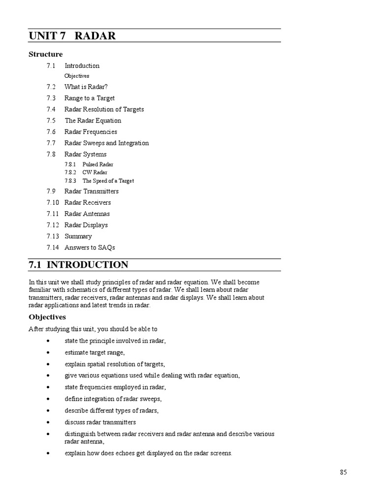 Unit 7 Radar: Structure | PDF | Radar | Amplifier