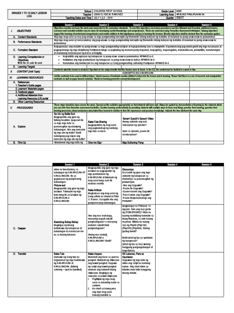 Ap10 Week 2 | PDF | Teachers | Learning
