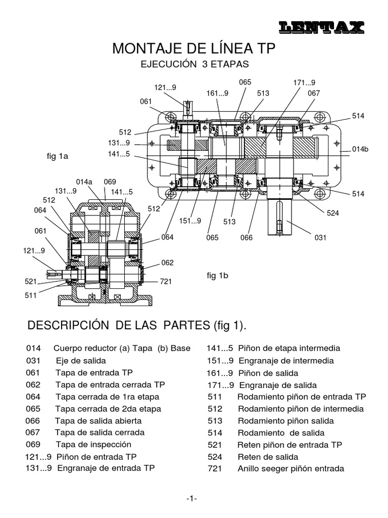 Montaje Lentax DP250TP (Mantenimiento) PDF | PDF | Engranaje | Ciencia ...
