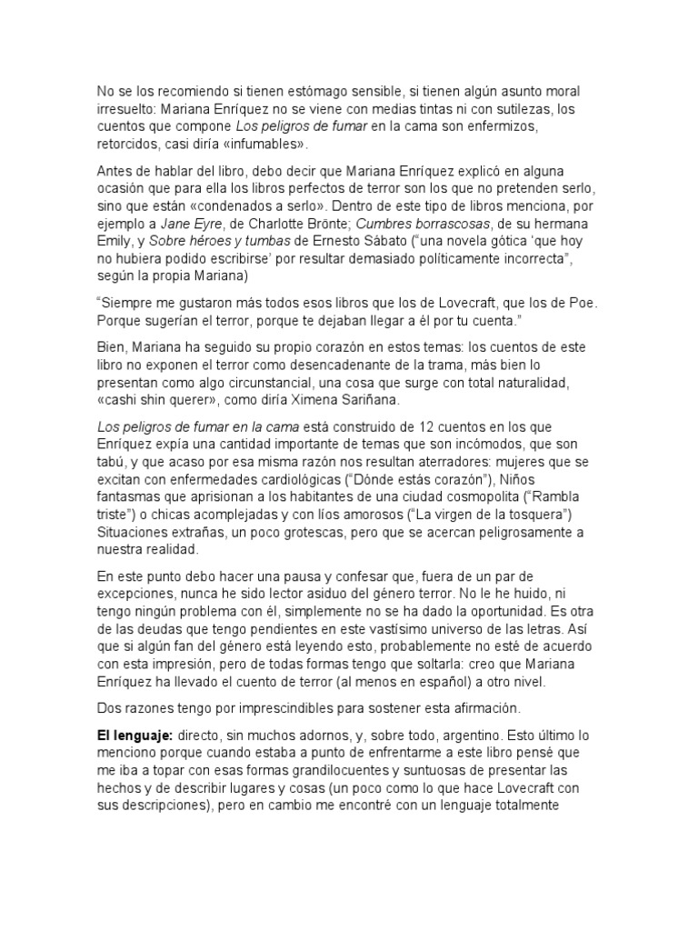 Los Peligros de Leer A Mariana Enriquez | PDF | Cuentos