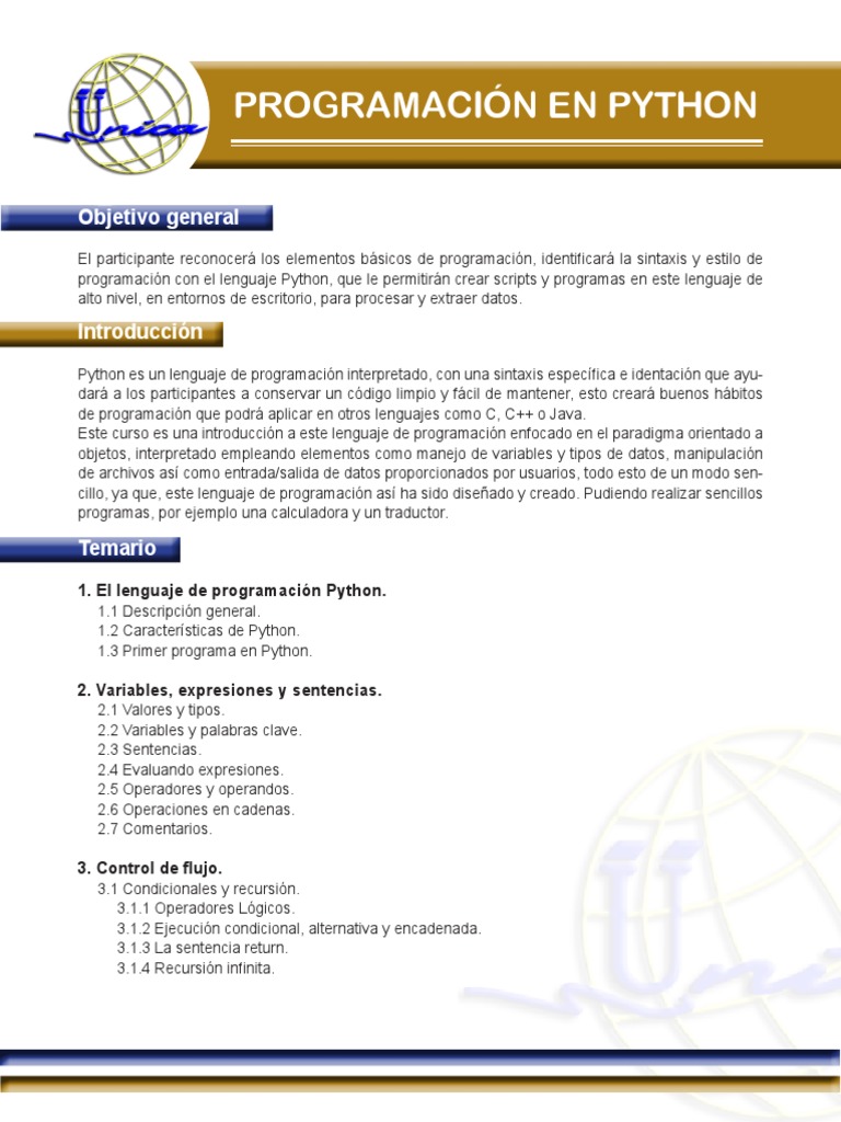 Programacion en Python | PDF | Lenguaje de programación | Python (lenguaje de programación)
