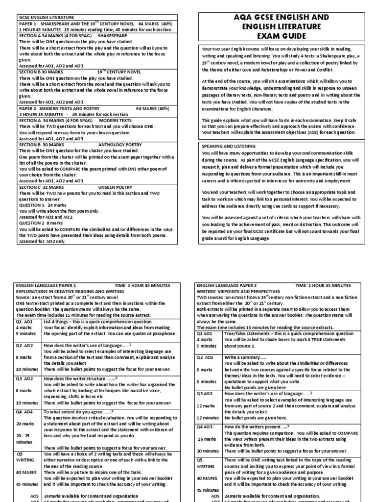 GCSE English Exam Prep Guide | PDF | Question | Writers