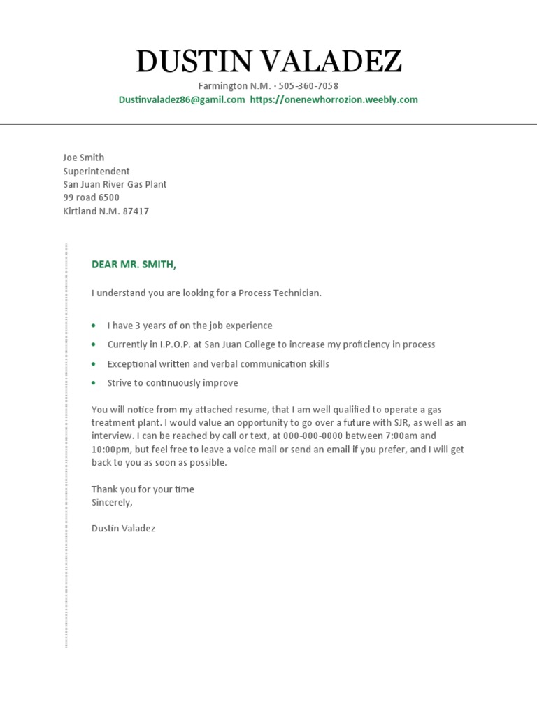 Cover Letter Final Draft | PDF