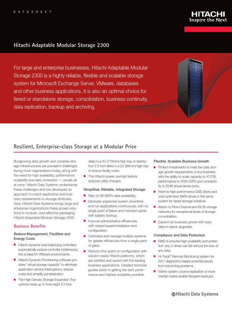 Hitachi Adaptable Modular Storage 2300: Resilient, Enterprise-Class Storage at A Modular Price ...