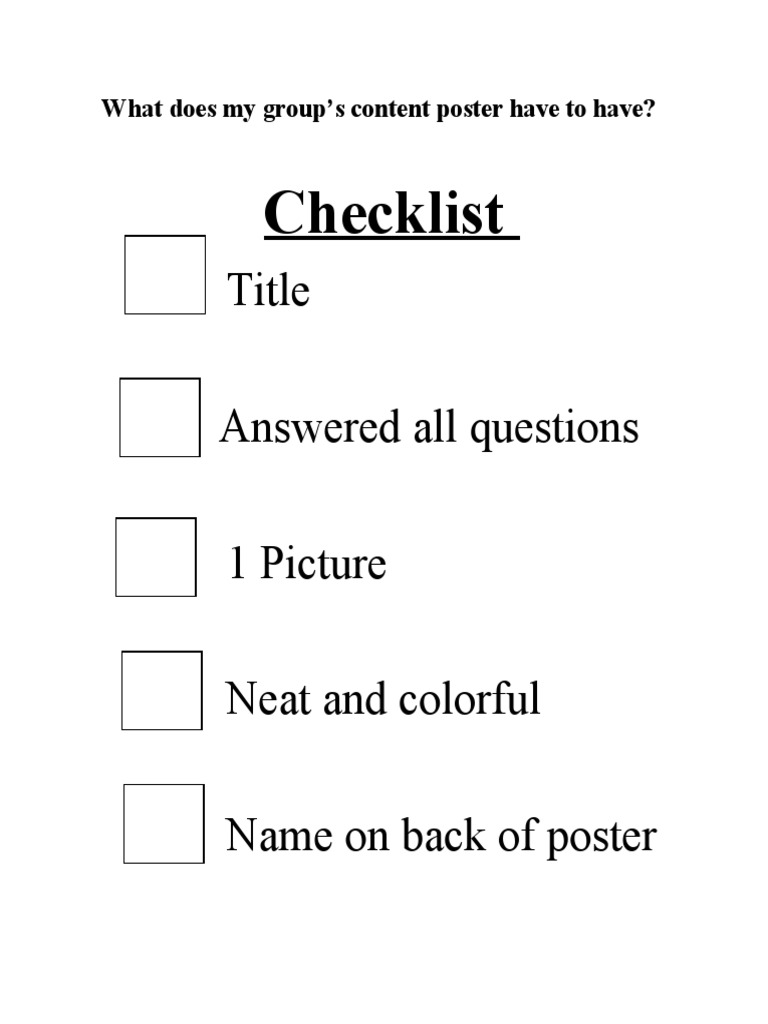 Jamestown Content Poster Checklist | PDF | Career & Growth | Self ...