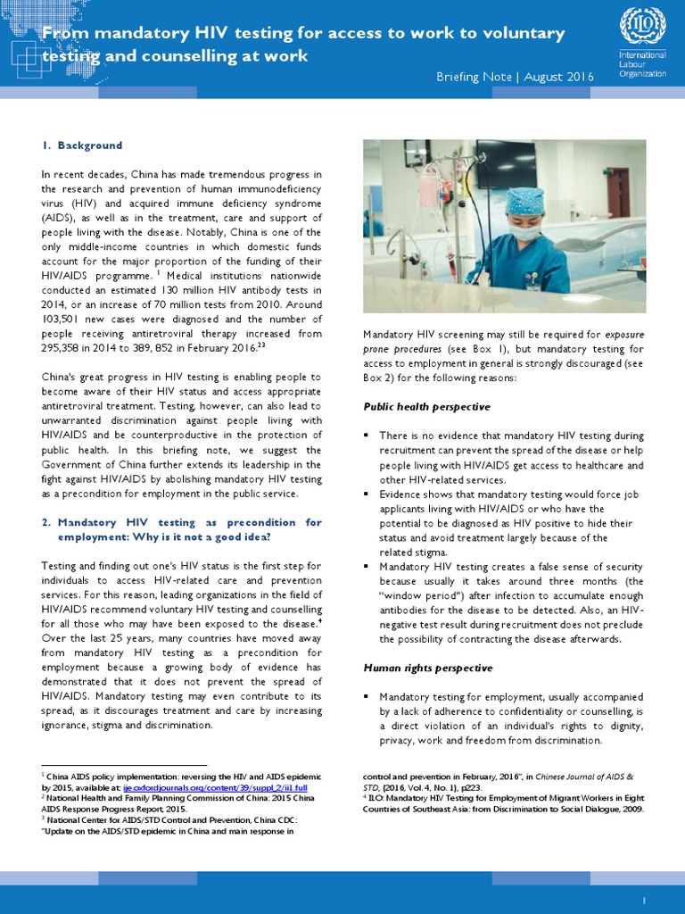 From Mandatory HIV Testing For Access To Work To Voluntary Testing and ...