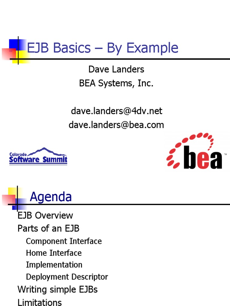 EJB Basics - by Example: Dave Landers BEA Systems, Inc | PDF ...