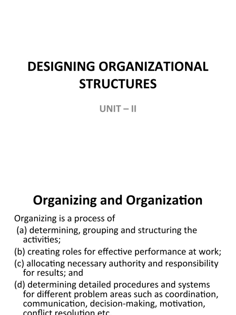 Designing Organizational Structures Ms Unit Ii Pdf Organizational