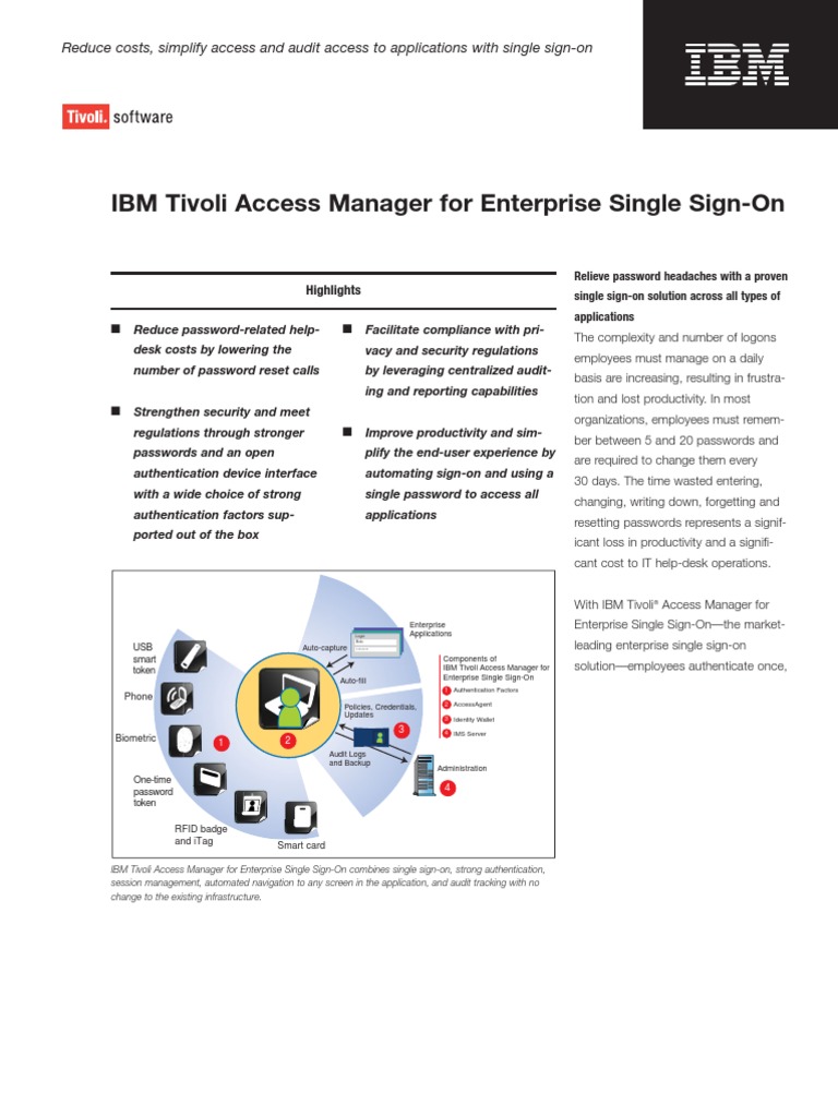 IBM Tivoli Access Manager For Enterprise Single Sign-On | PDF
