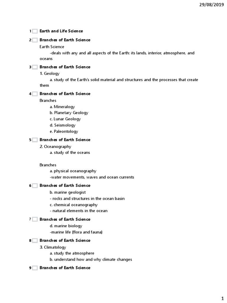 Origin and Branches of Earth Science | PDF | Solar System | Big Bang