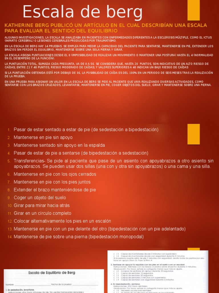 Evaluación del Equilibrio: Escala de Berg | PDF | Salud y bienestar