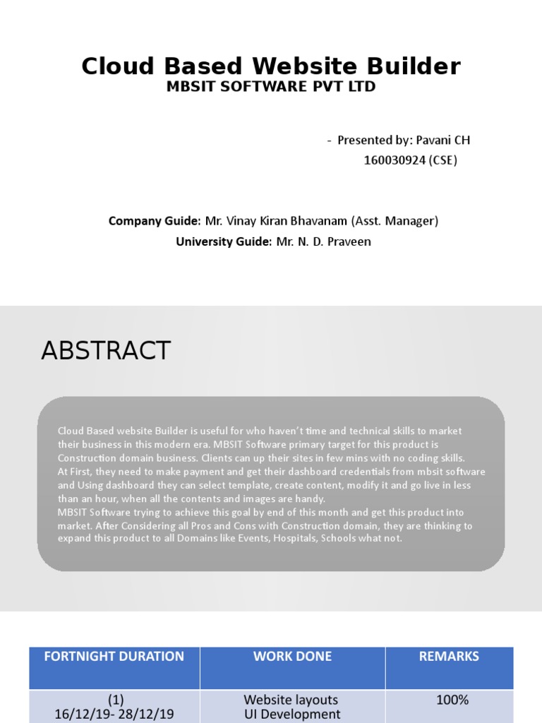 Cloud Based Website Builder: Mbsit Software PVT LTD | PDF | Information ...