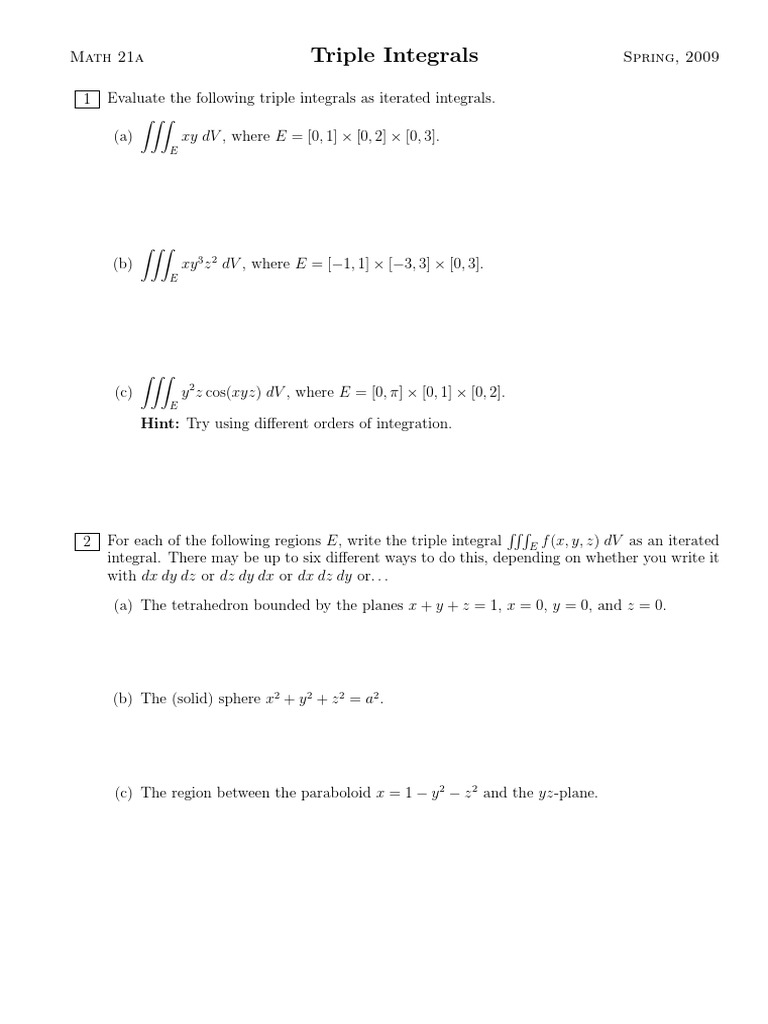 12 07 Triple Integrals PDF | PDF | Integral | Mathematical Concepts