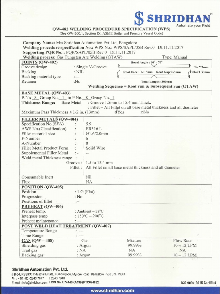 WPS PQR WPQ SS316L PDF | PDF
