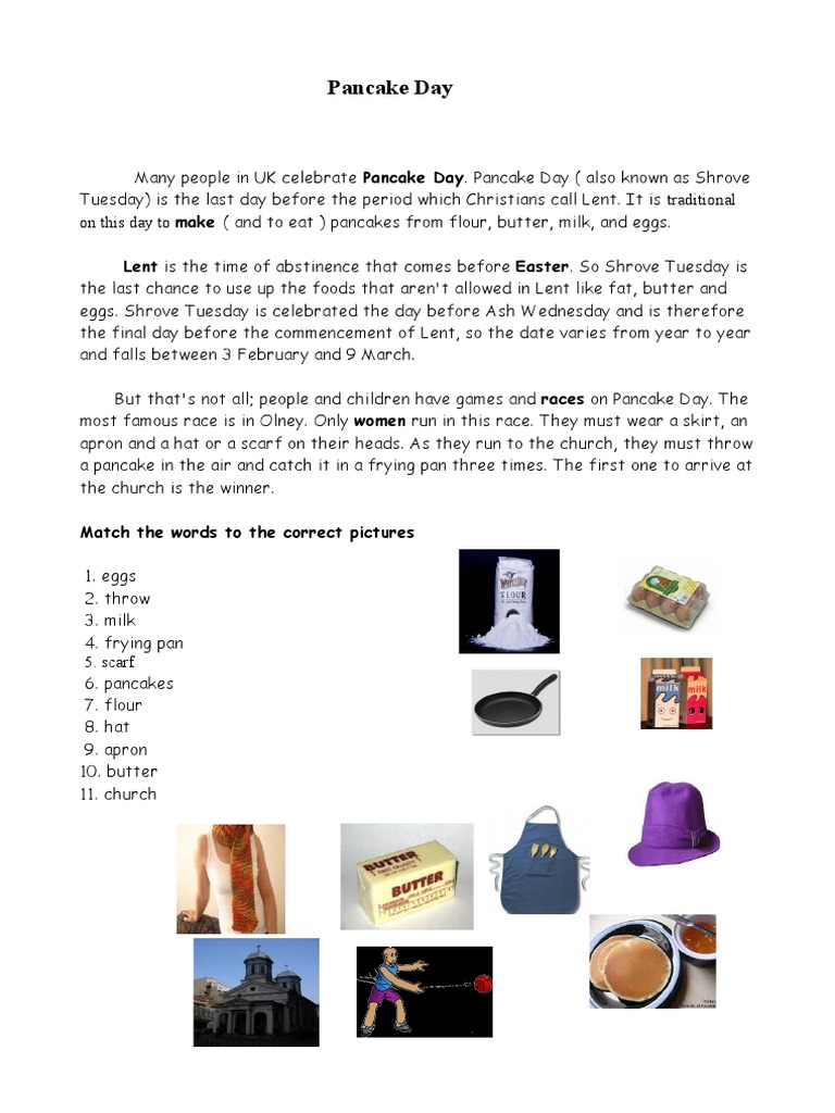 Pancake Day Reading Comprehension | PDF