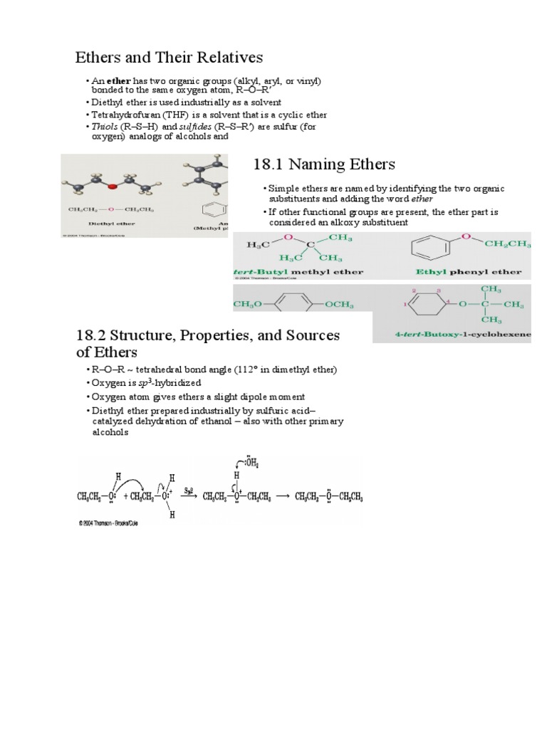 Ethers and Their Relatives: Based On Mcmurry, Organic Chemistry ...
