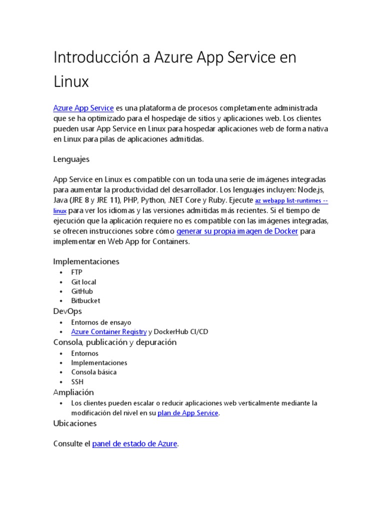 Introducción A Azure App Service en Linux | PDF | Microsoft Azure ...