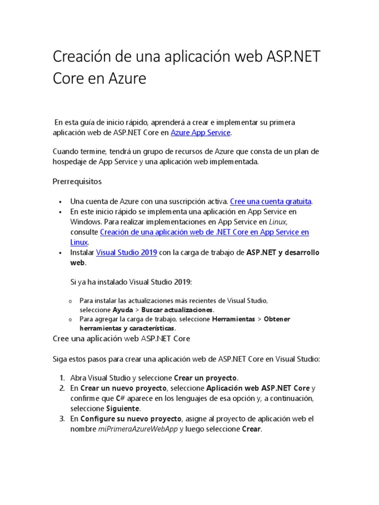 Creación de Una Aplicación Web ASP | PDF | Microsoft Visual Studio | .NET Framework
