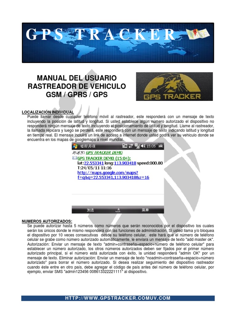 Manual de Usuario GPS Tracker Español | PDF | Telefonía móvil | Mensaje ...