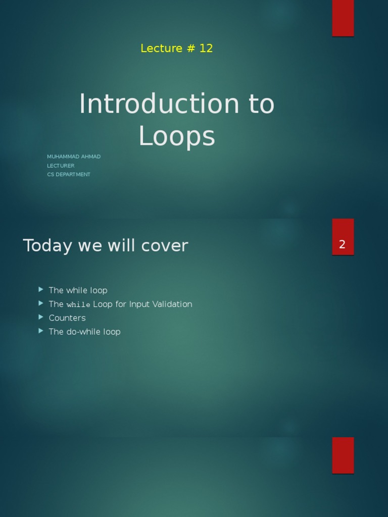 Lecture 12 Loops | PDF | Control Flow | Areas Of Computer Science Lecture 12 Loops | PDF | Control Flow | Areas Of Computer Science