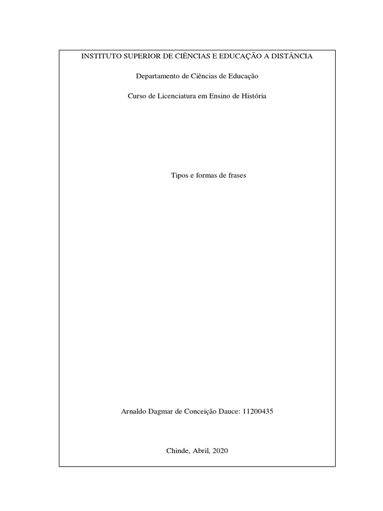 Tipos e Formas de Frase | PDF | Palavra | Gramática