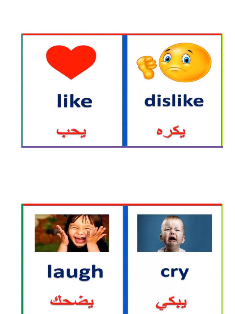 Opposites (ARABIC and ENGLISH), Flash Cards | PDF