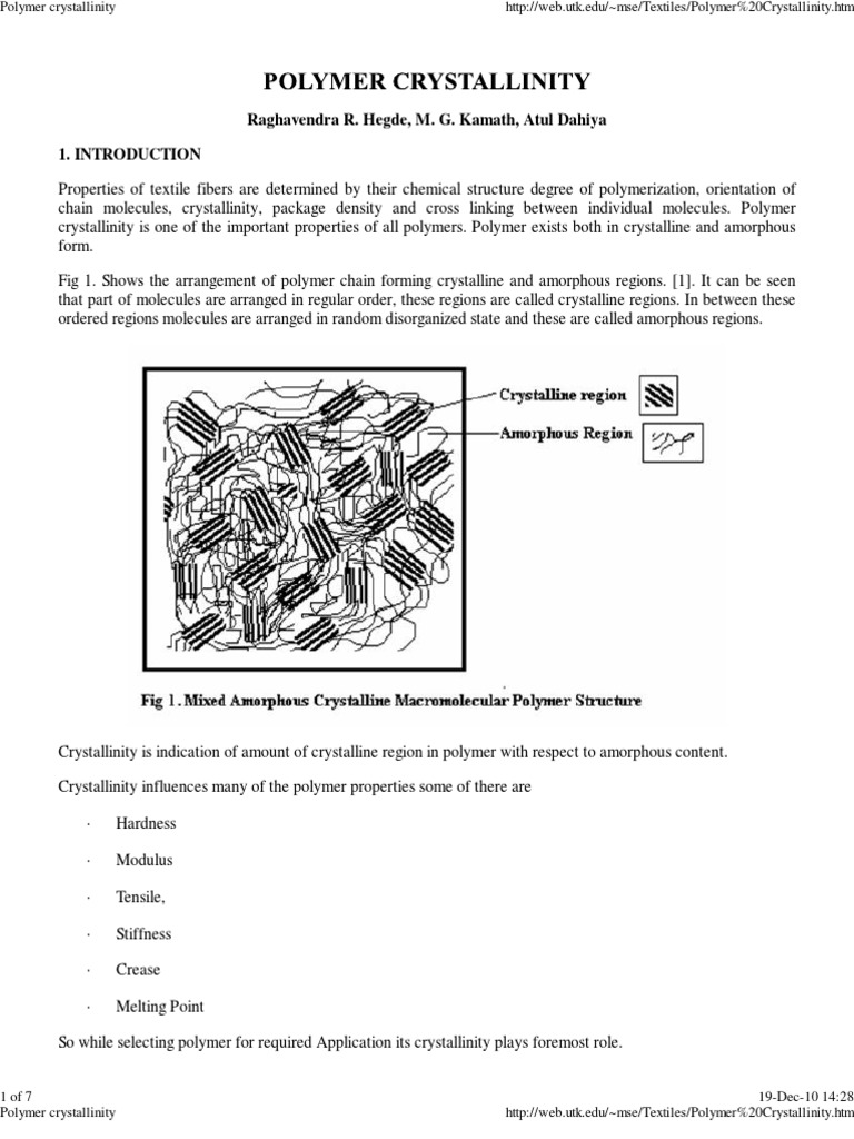 Polymer Crystallinity | PDF | Differential Scanning Calorimetry | Polymers