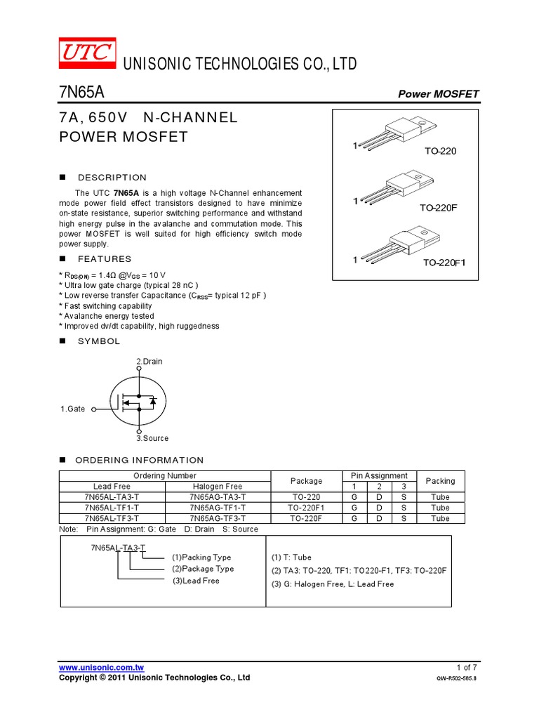 Datasheet PDF | PDF | Field Effect Transistor | Mosfet