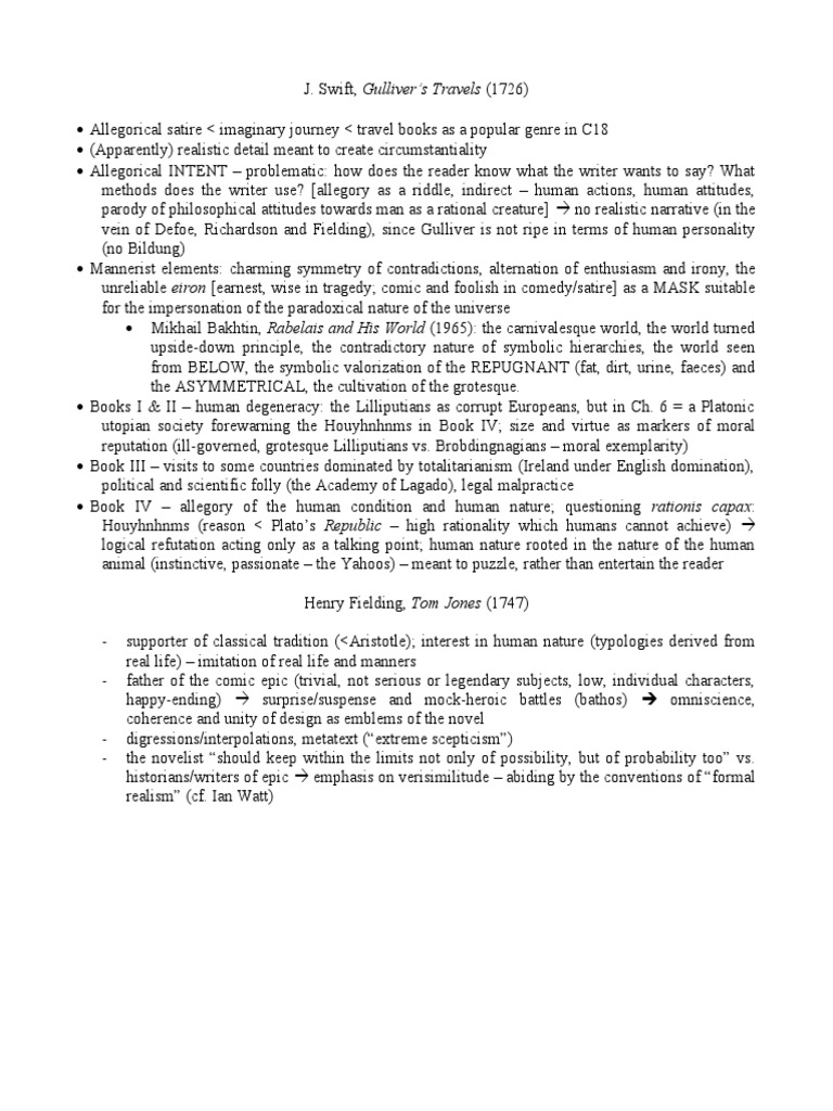 Gulliver and Tom Jones | PDF | Allegory | Satire