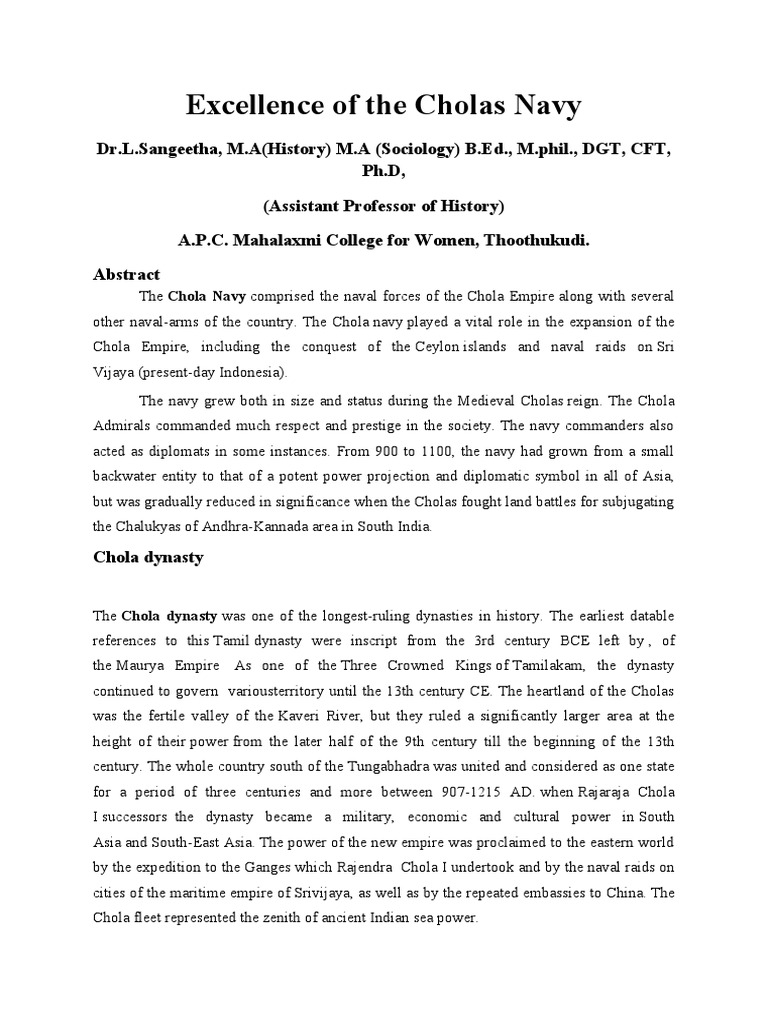 Excellence of The Cholas Navy | PDF | Unrest