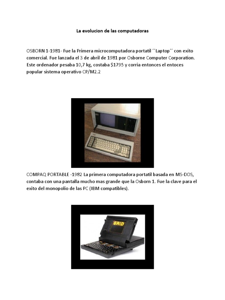 La Evolucion de Las Computadoras | PDF | Ordenador portátil | Hardware de la computadora