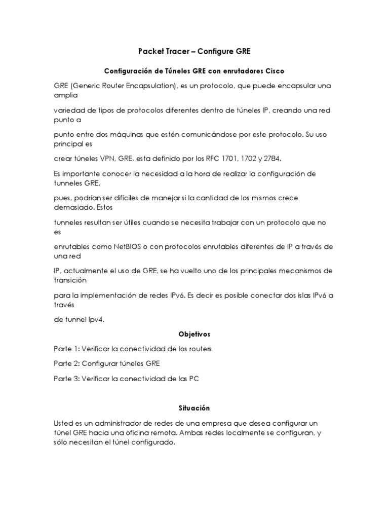 3.4.2.4 Packet Tracer - Configuring GRE - German Escandon PDF ...