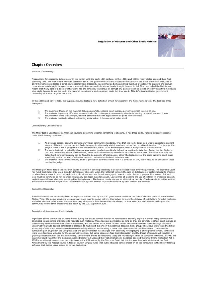 Regulation of Obscene and Other Erotic Material | PDF | Obscenity ...